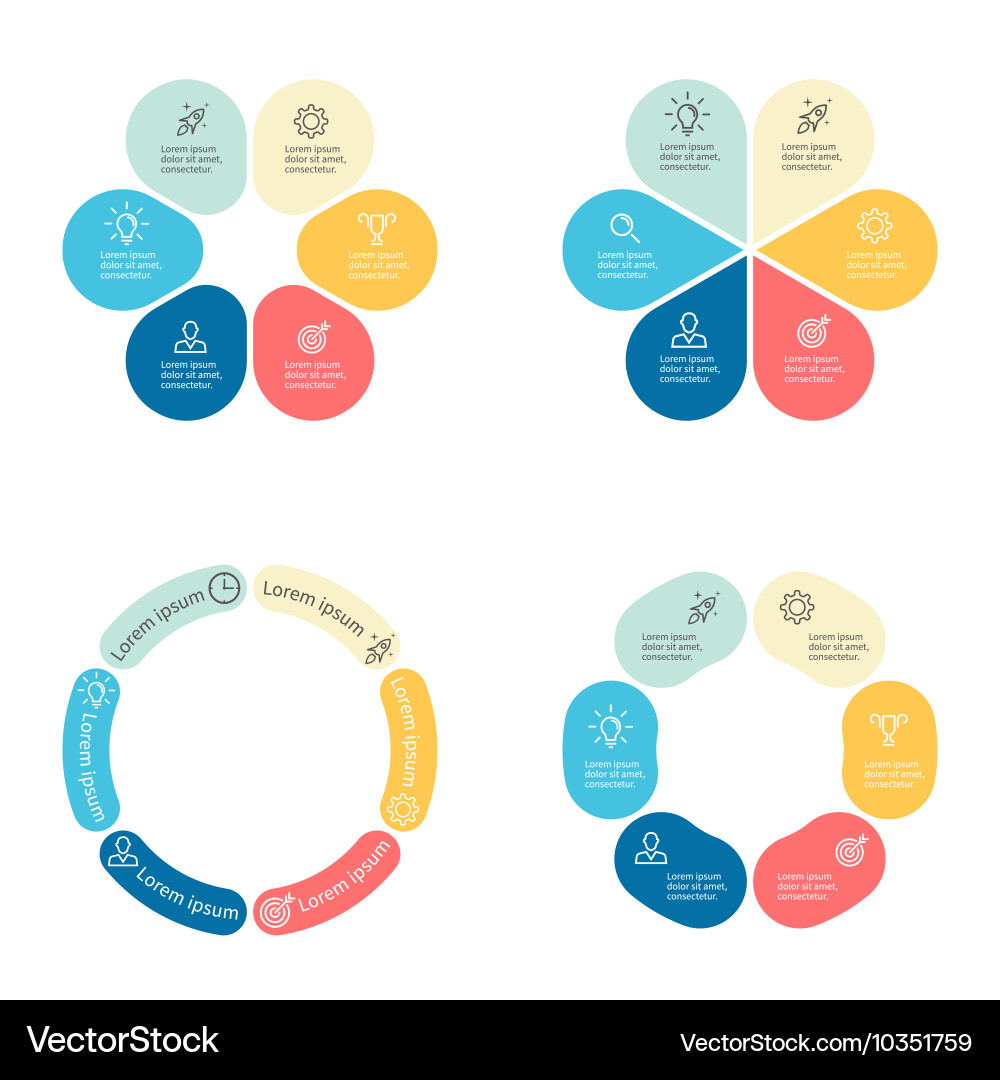 Circular infographics with 6 sections Royalty Free Vector