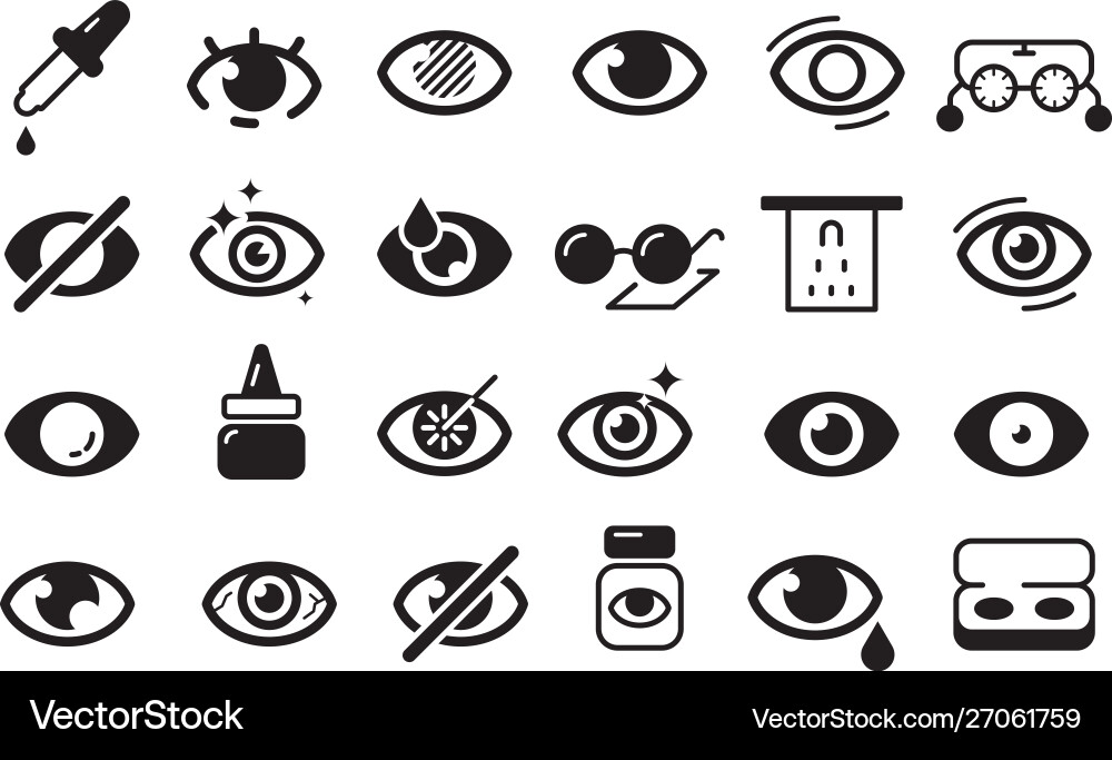 Eye Care Icons - Ophthalmology & Optometry Vector Image