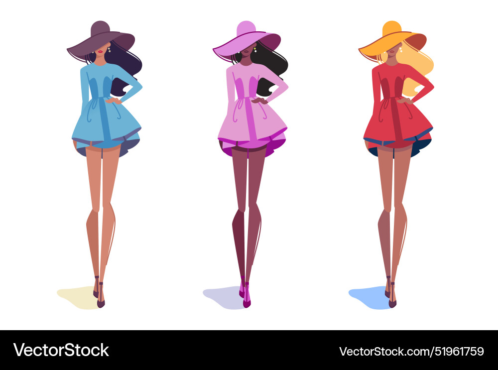 Fashionable women posing Royalty Free Vector Image