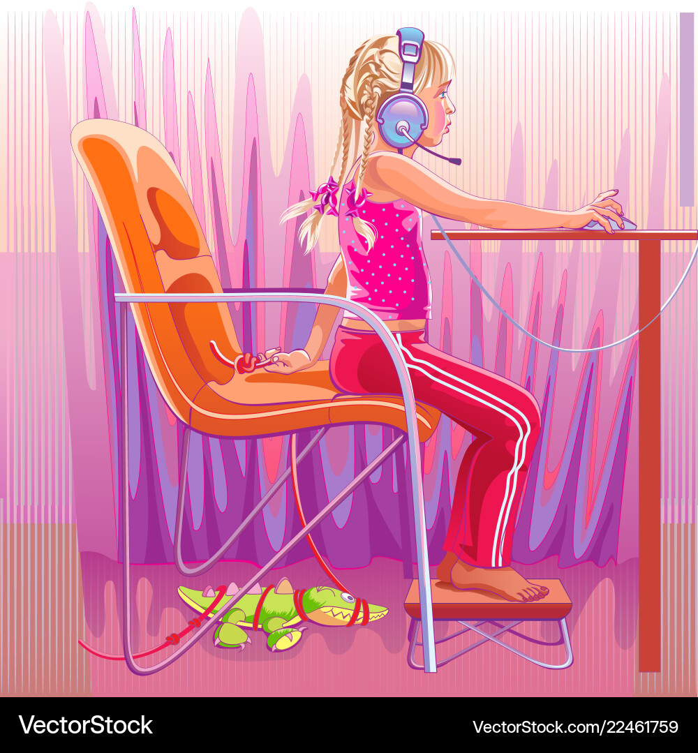 Girl gamer Royalty Free Vector Image - VectorStock