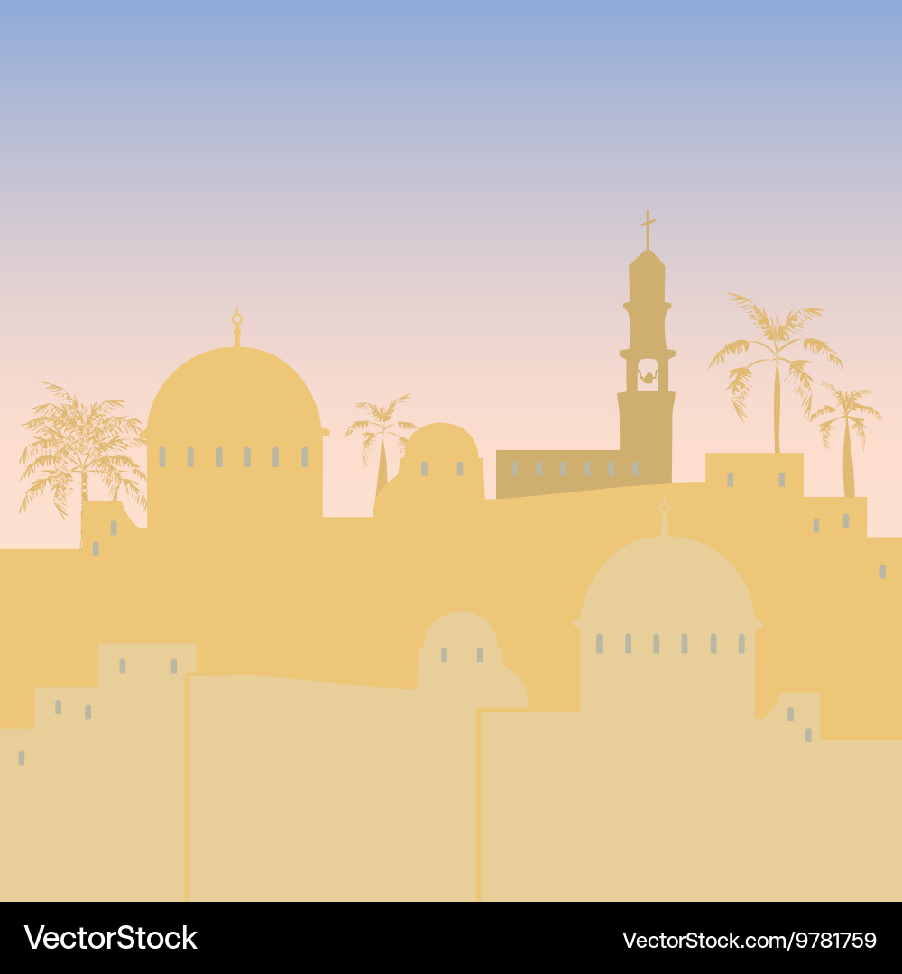 Jerusalem skyline silhouette flat design Vector Image