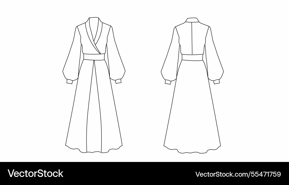 Long sleeve gown Royalty Free Vector Image - VectorStock