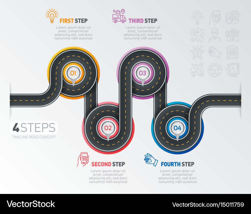Navigation map infographic 4 steps timeline Vector Image