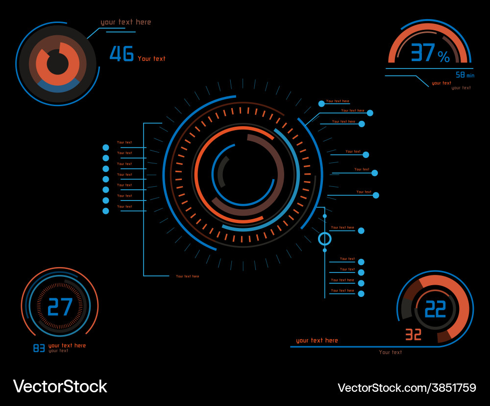 Orange and blue infographics as head-up display Vector Image