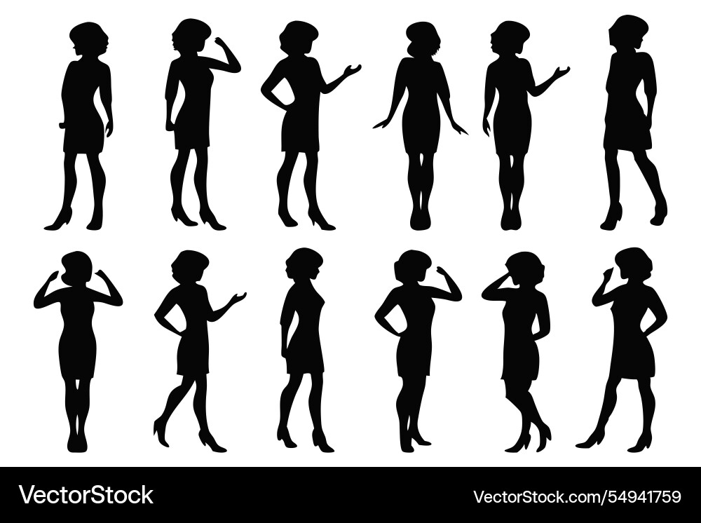 Standing people female full body front view Vector Image