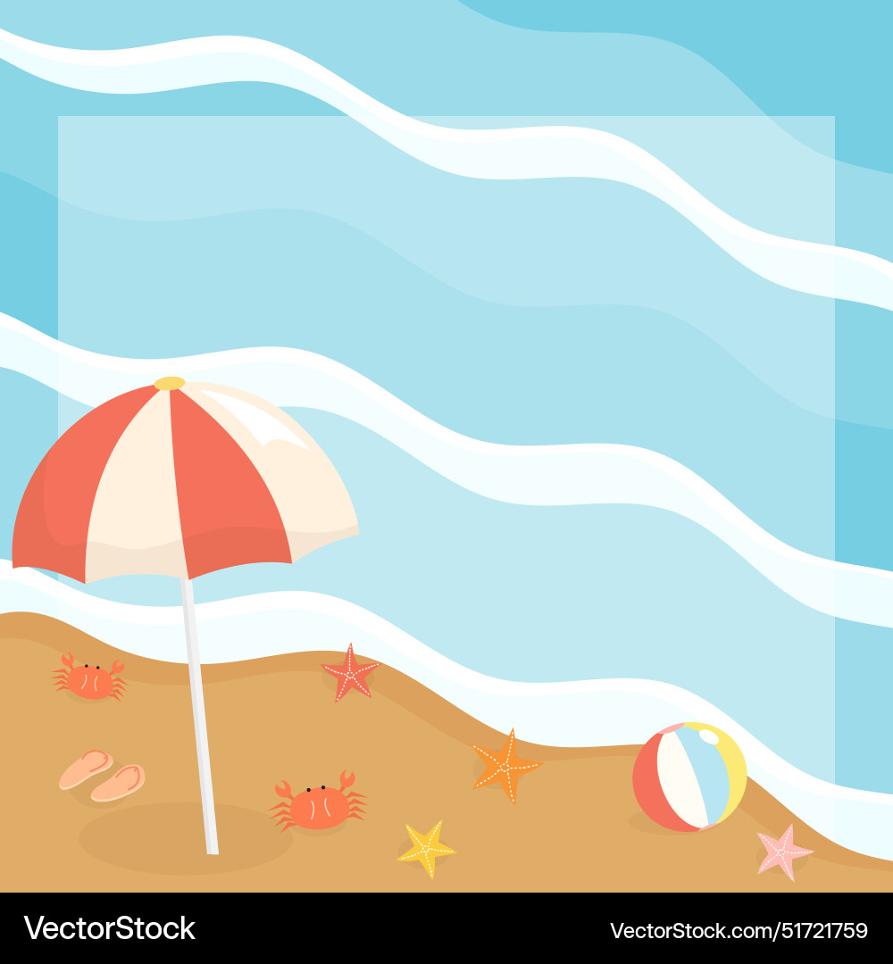 Summer sea beach frame 1 Royalty Free Vector Image