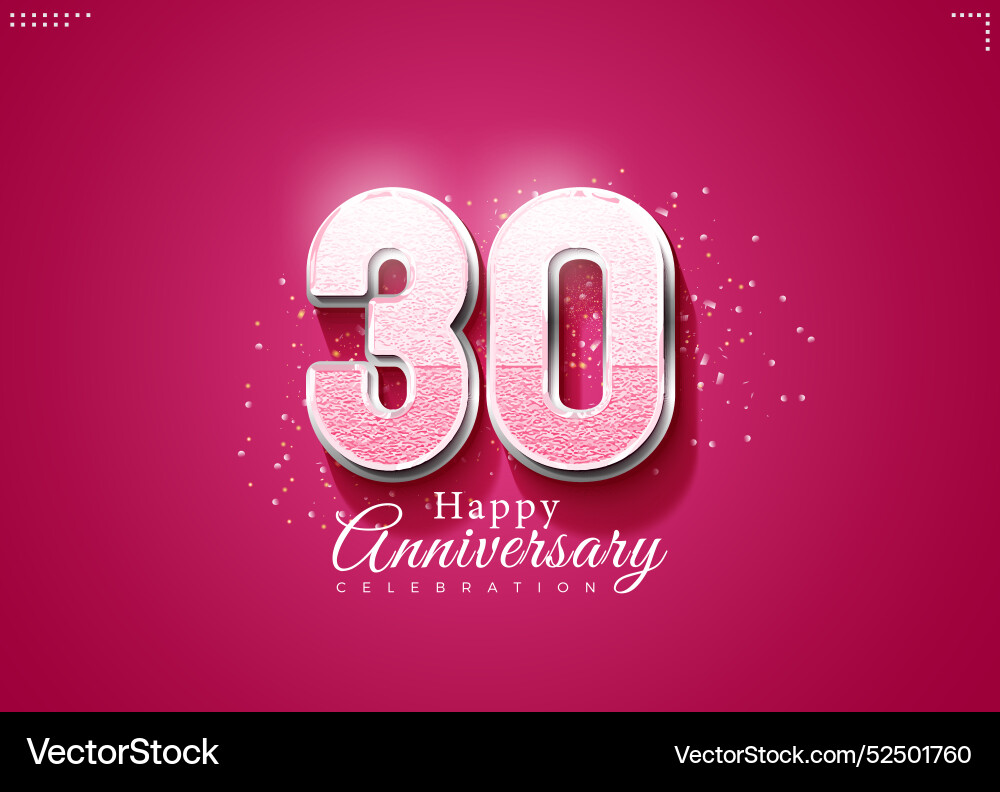 30th anniversary with beautiful white glitter Vector Image