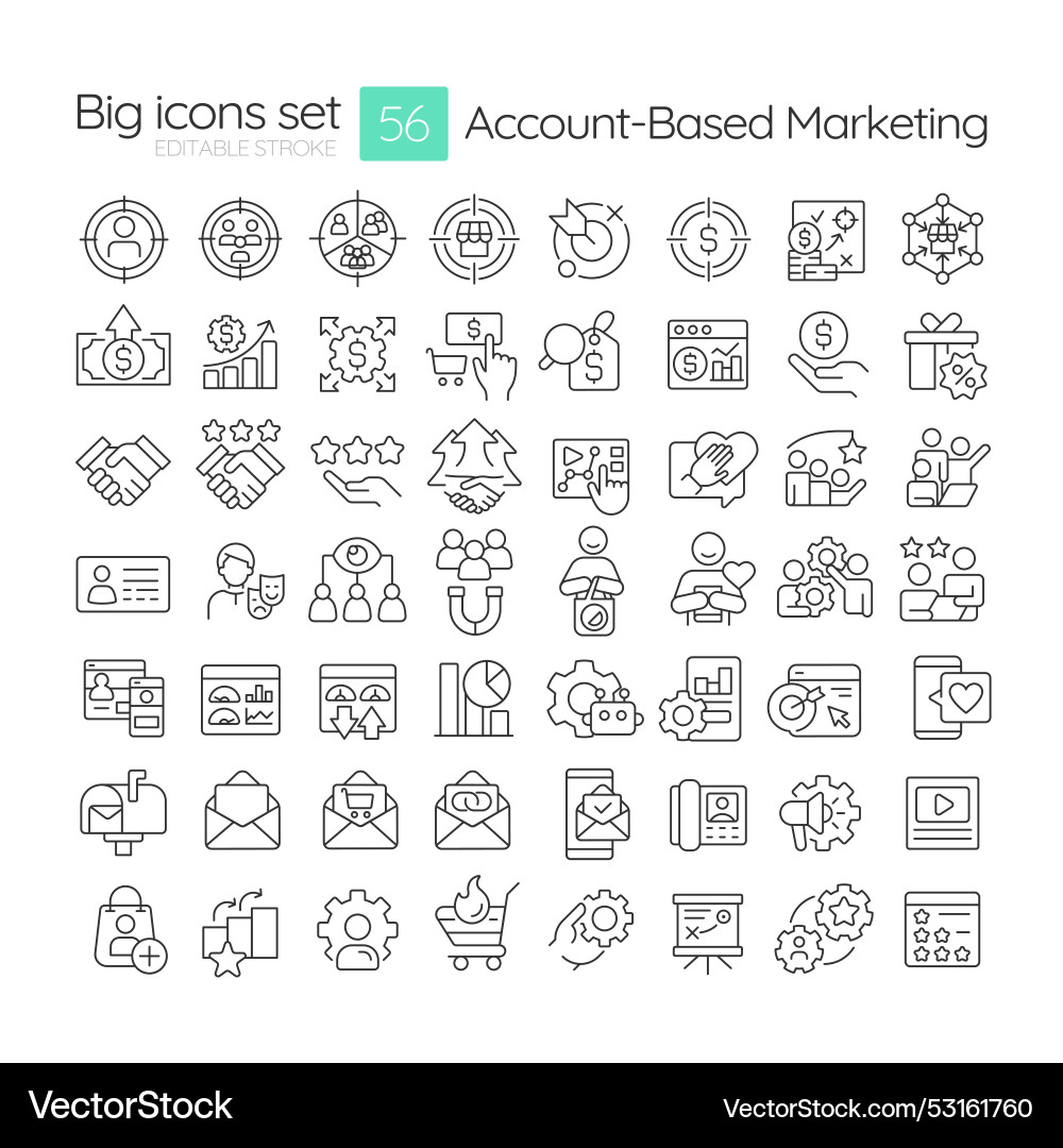Account-based marketing linear icons set Vector Image