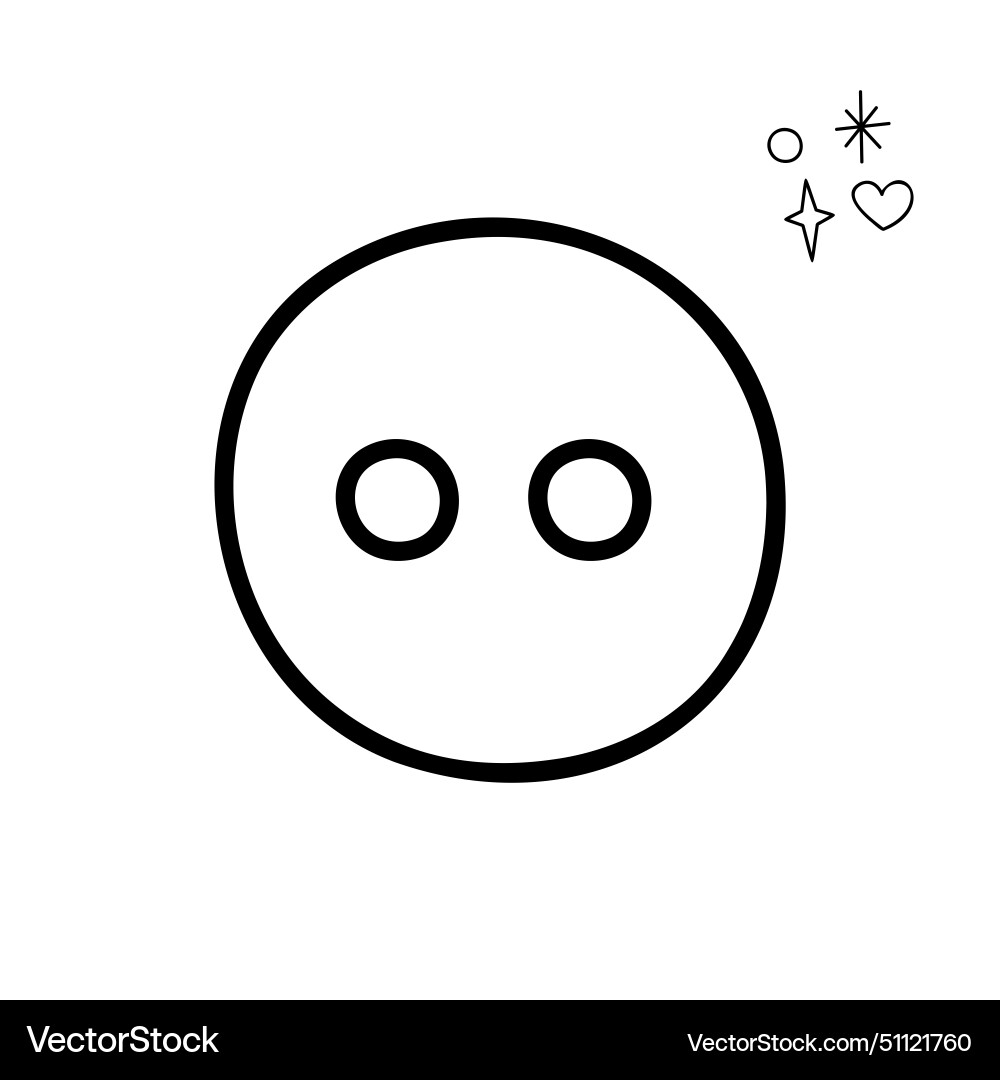 Button with two holes doodle outline black and Vector Image