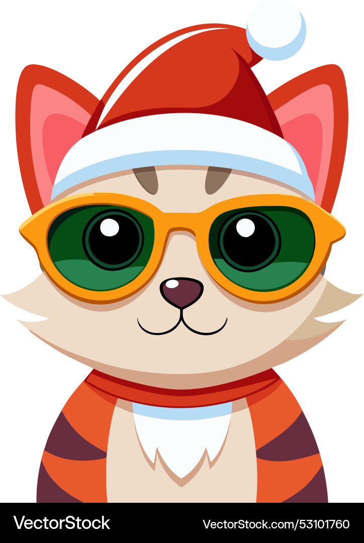 Christmas cat art Royalty Free Vector Image - VectorStock