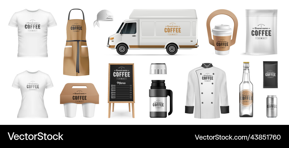 Coffee shop mockup set Royalty Free Vector Image