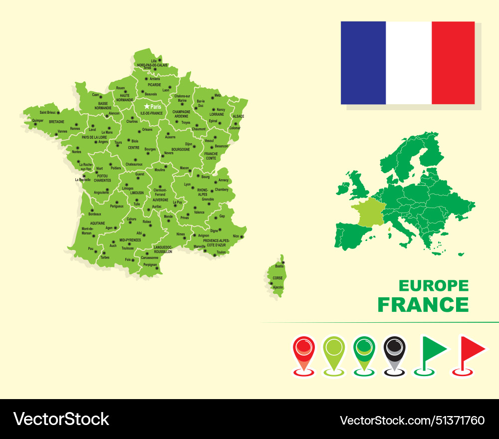 France map Royalty Free Vector Image - VectorStock