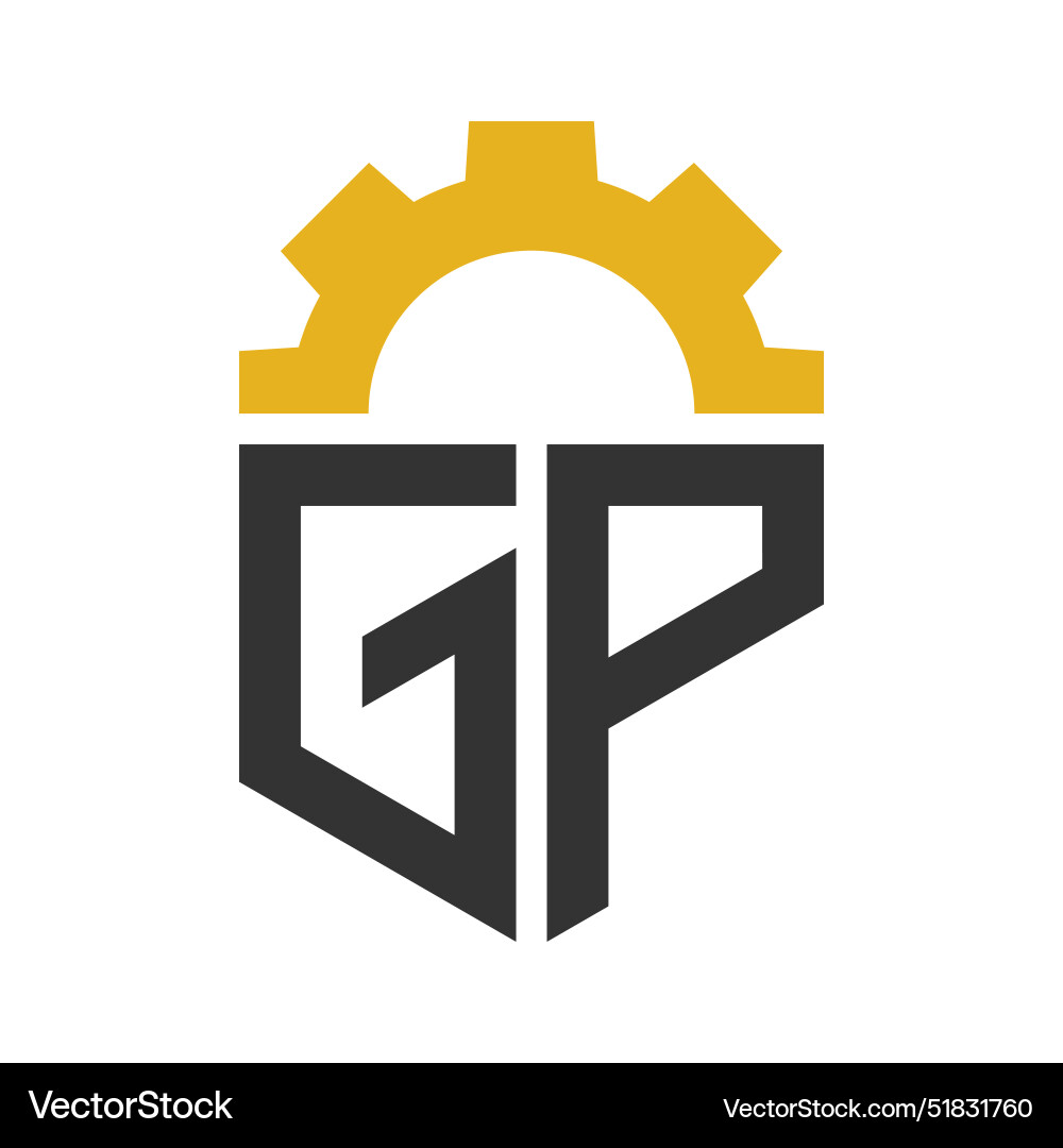 Letter gp gear logo design for service center Vector Image