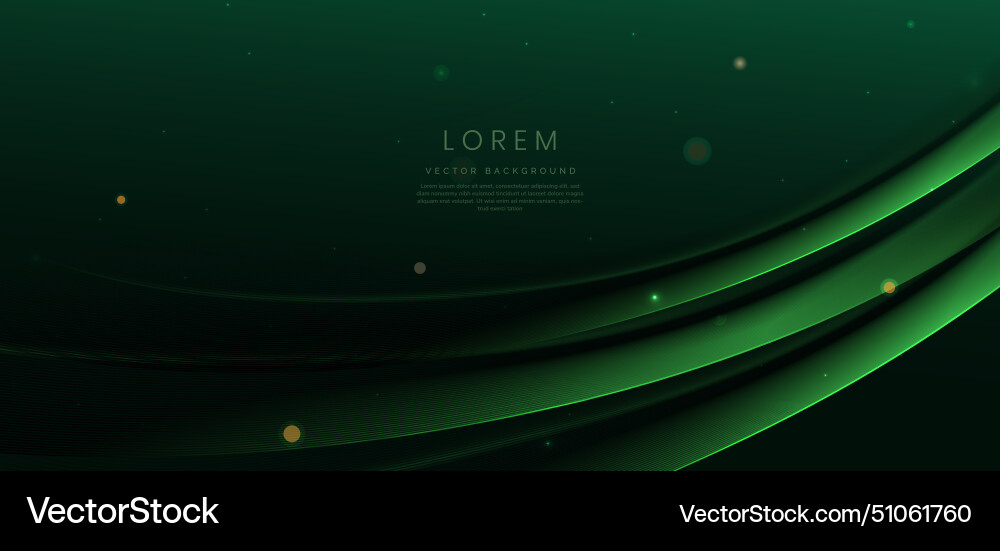 Luxury green background with curved glowing Vector Image