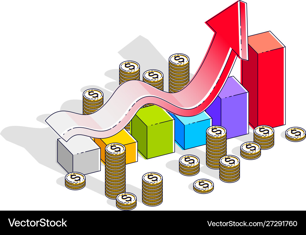 Success and income increase concept growth chart Vector Image