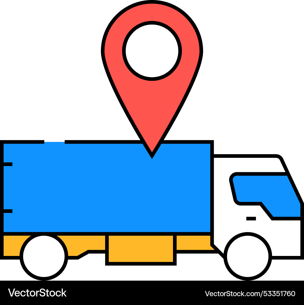 Truck map location icon color Royalty Free Vector Image