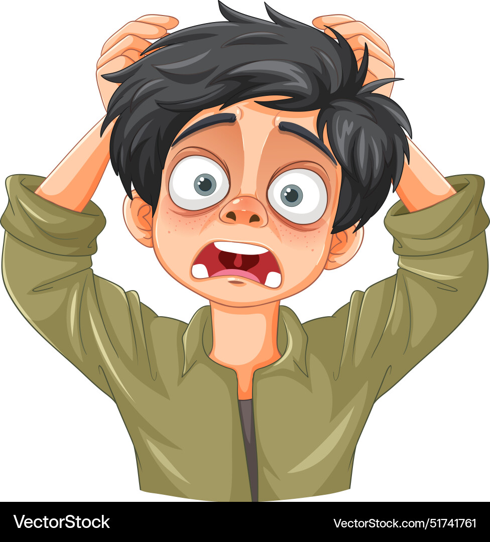 A boy with shocked expression Royalty Free Vector Image