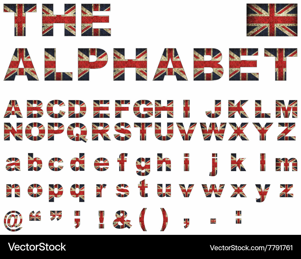 British flag font Royalty Free Vector Image - VectorStock