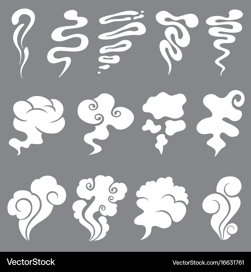 Cartoon smoke and dust clouds comic puff Vector Image