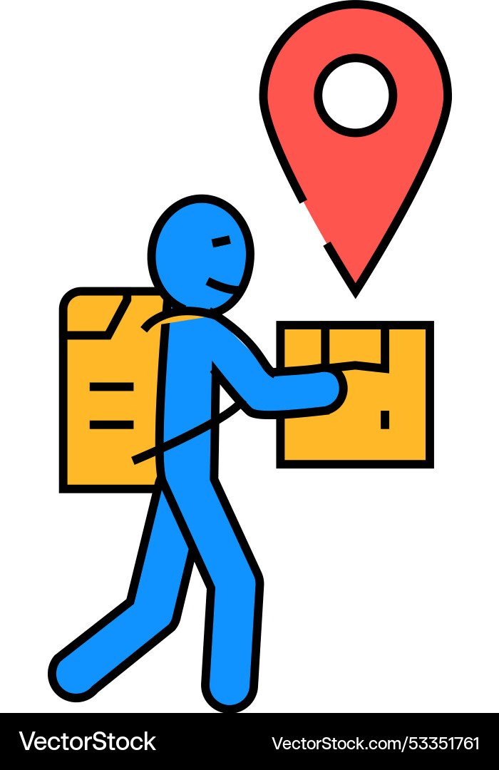 Courier map location icon color Royalty Free Vector Image