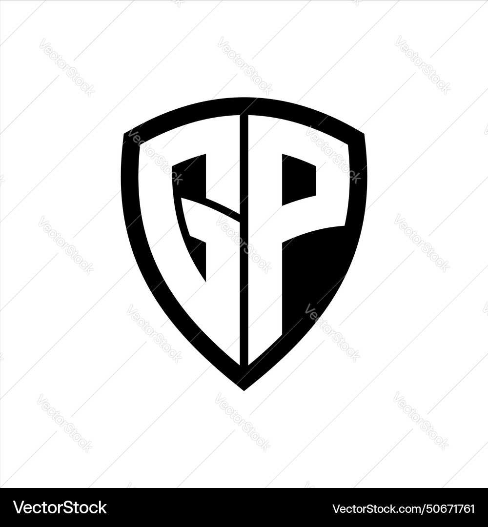 Gp monogram logo with bold letters shield shape Vector Image