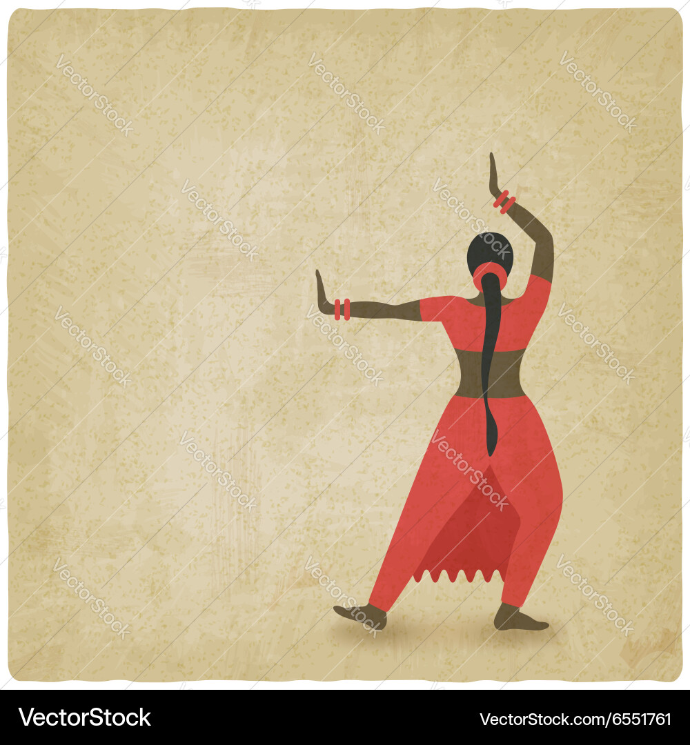 Indian dancer old background dance club symbol Vector Image