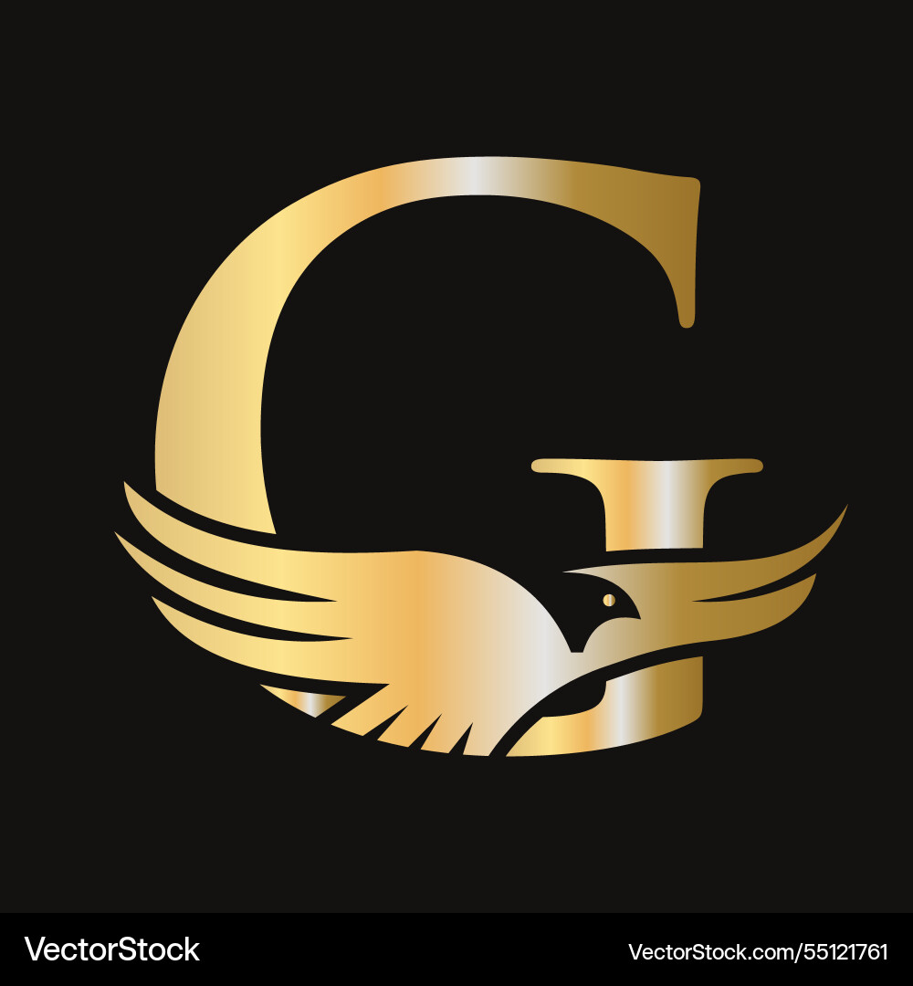 Initial letter g flying eagle logo concept Vector Image