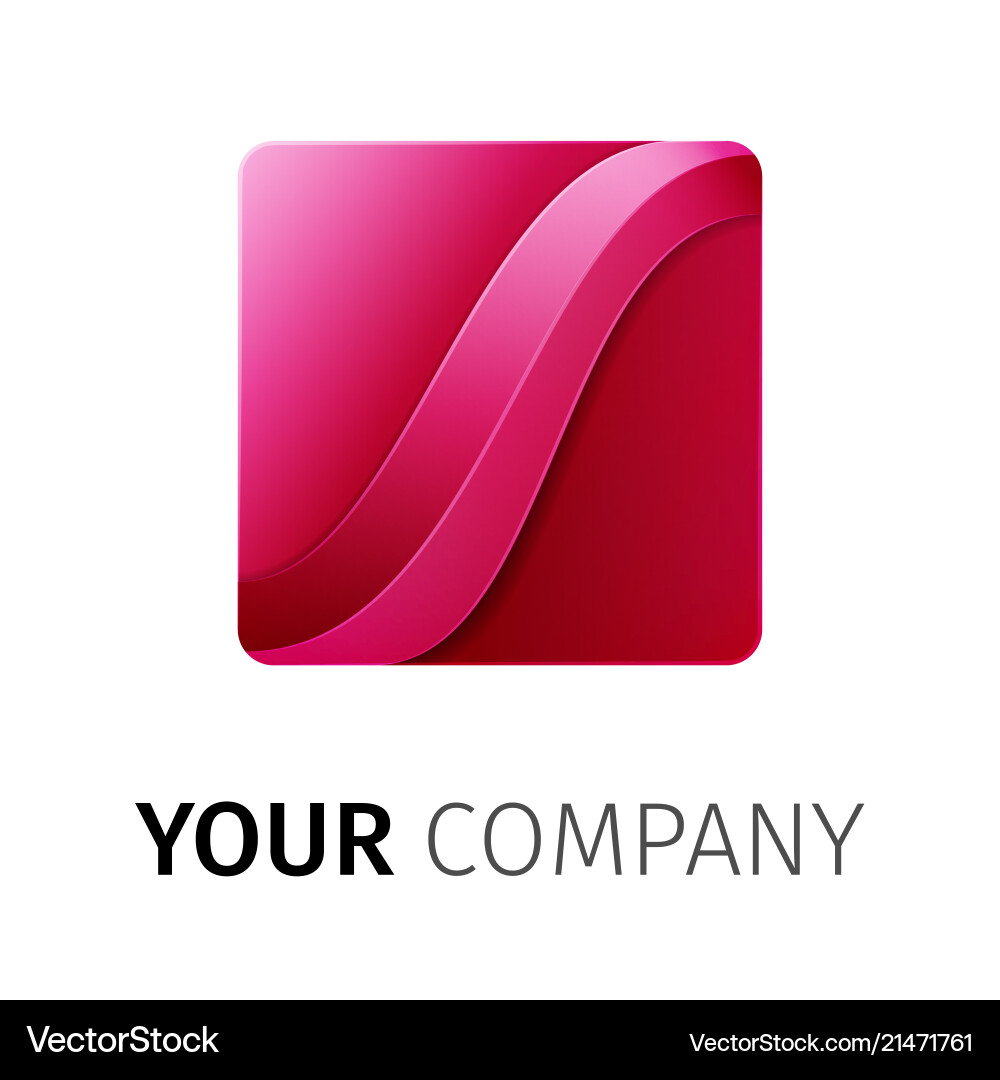 Purple square logo design ribbon Royalty Free Vector Image