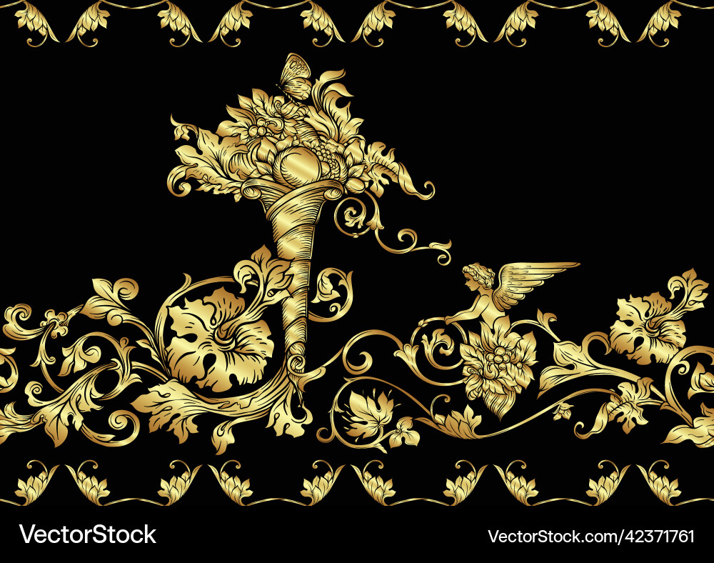 Seamless pattern background in baroque rococo Vector Image