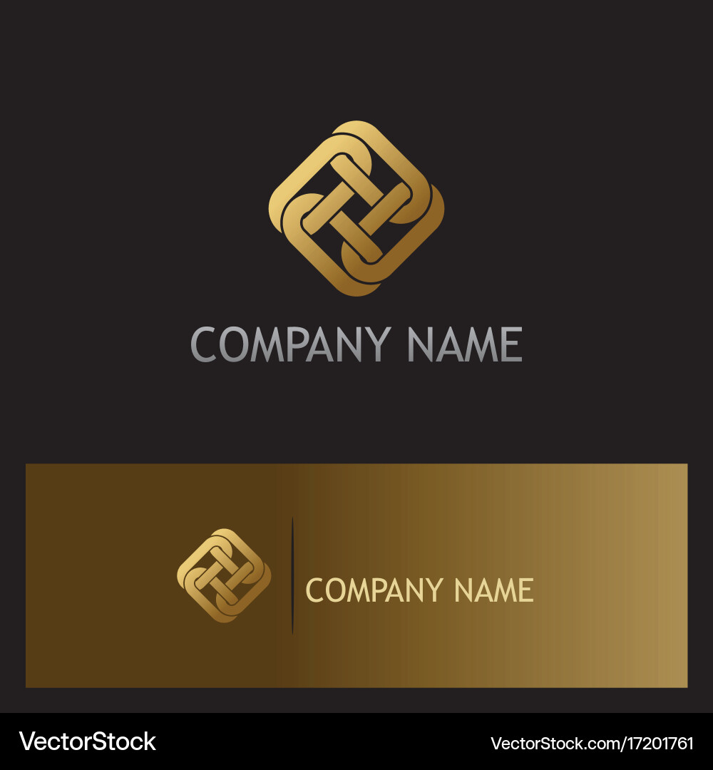 Square chain circle gold logo Royalty Free Vector Image