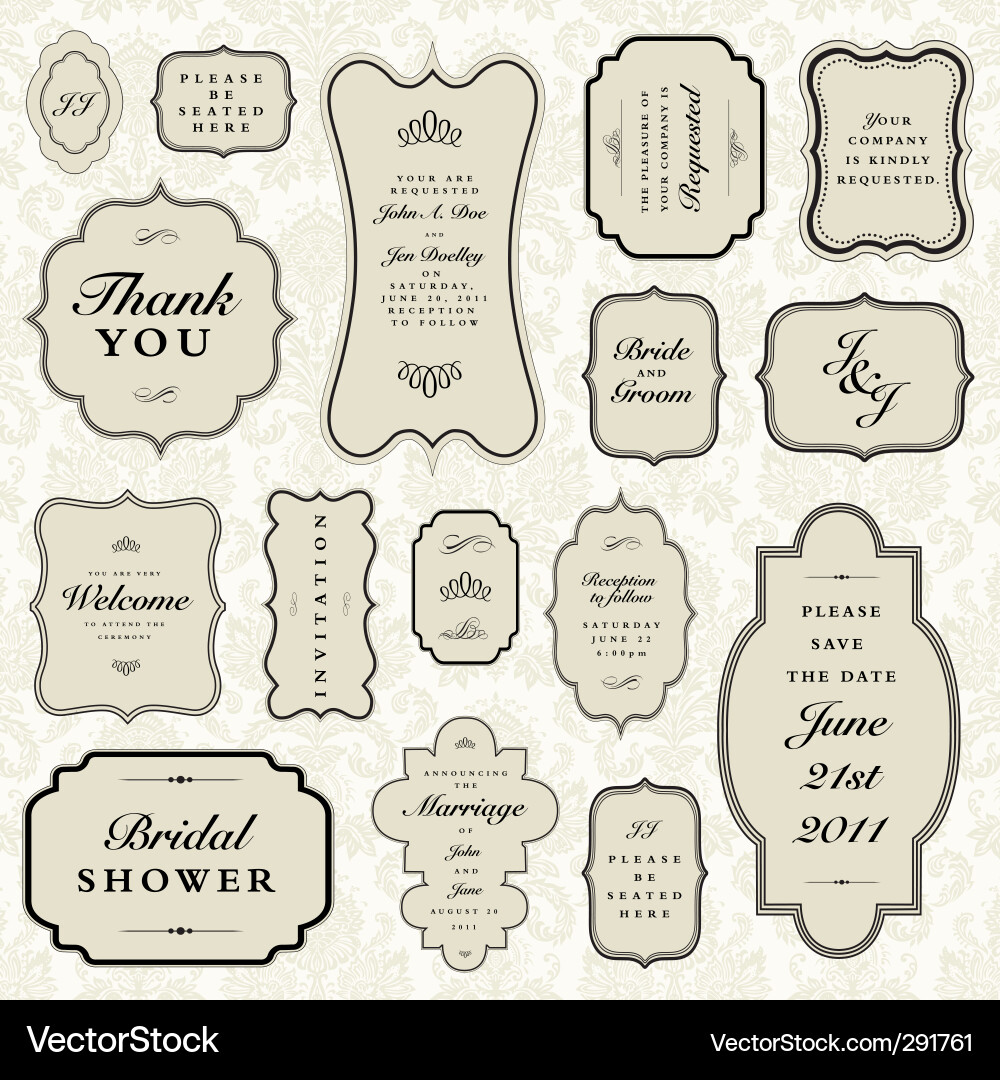 Wedding frame set Royalty Free Vector Image - VectorStock