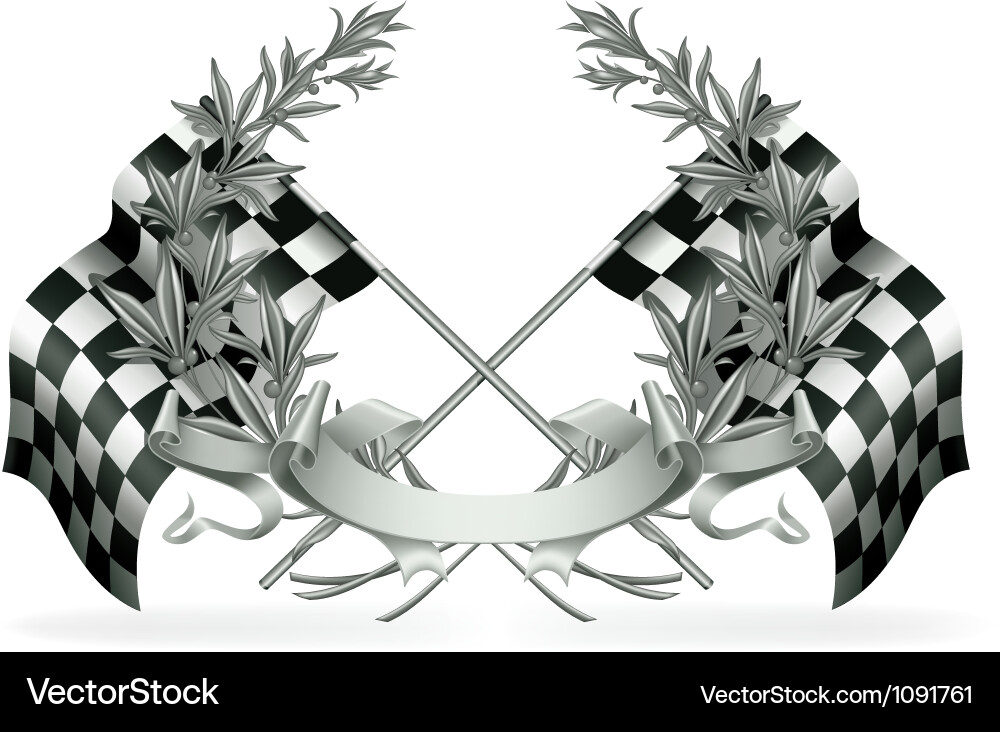 Wreath and racing flags Royalty Free Vector Image