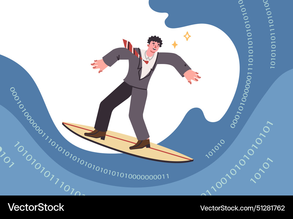 Business man is surfing internet standing Vector Image