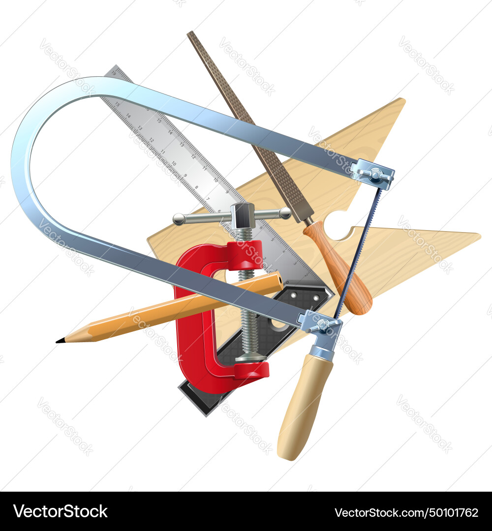 Fretsaw with accessories Royalty Free Vector Image