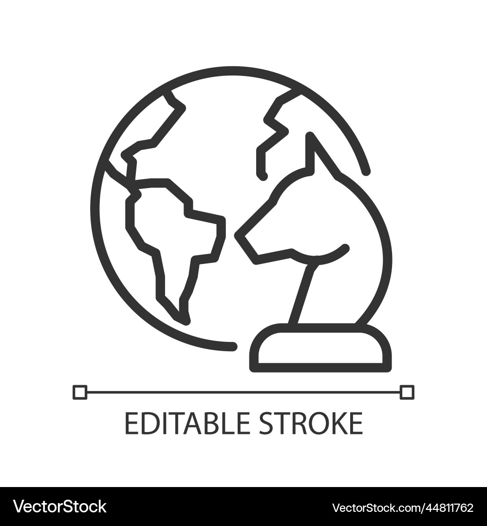 Geopolitics pixel perfect linear icon Royalty Free Vector