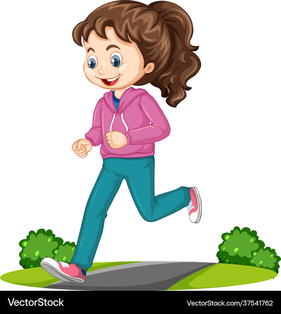 Girl doing running exercise cartoon character Vector Image