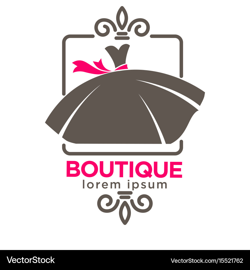 Gown on boutique emblem Royalty Free Vector Image
