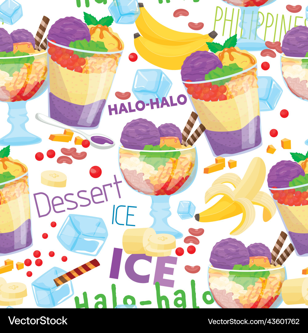 Halo-halo ice dessert seamless pattern Royalty Free Vector