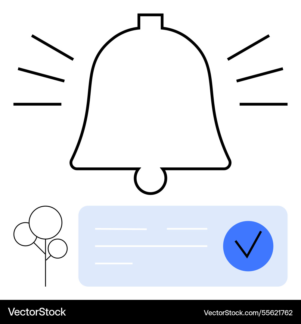 Notification alert with bell checkmark Royalty Free Vector