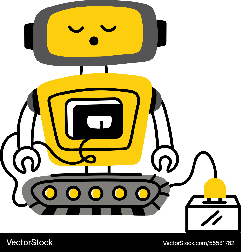 Robot charging Royalty Free Vector Image - VectorStock