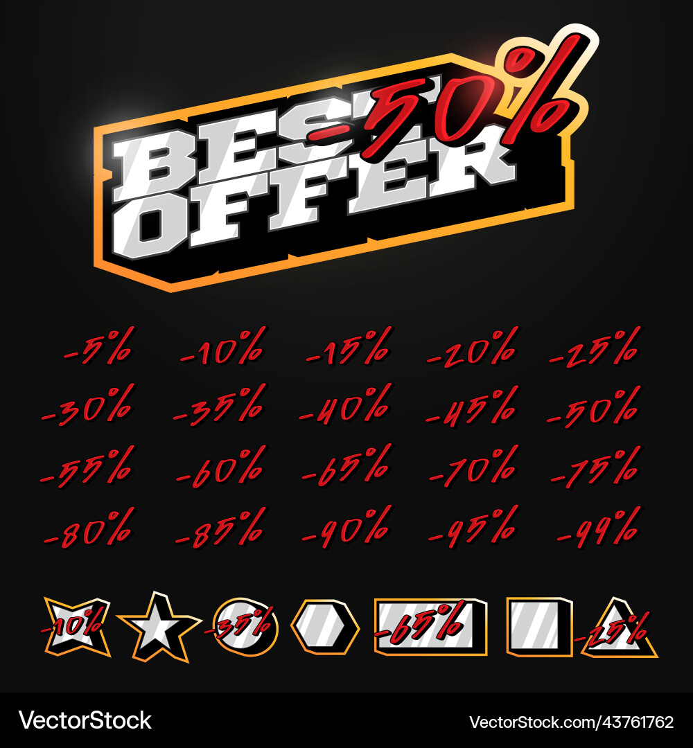 Sale & Offer Typography Kit Royalty Free Vector Image