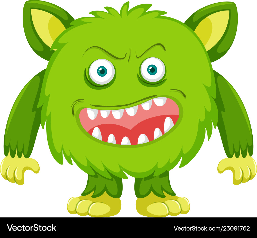 Scary green monster character Royalty Free Vector Image