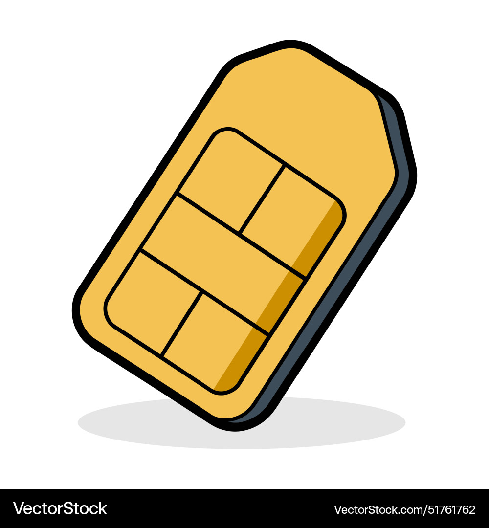 Sim card flat on white background Royalty Free Vector Image