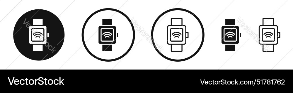 Smart watch line icon set Royalty Free Vector Image