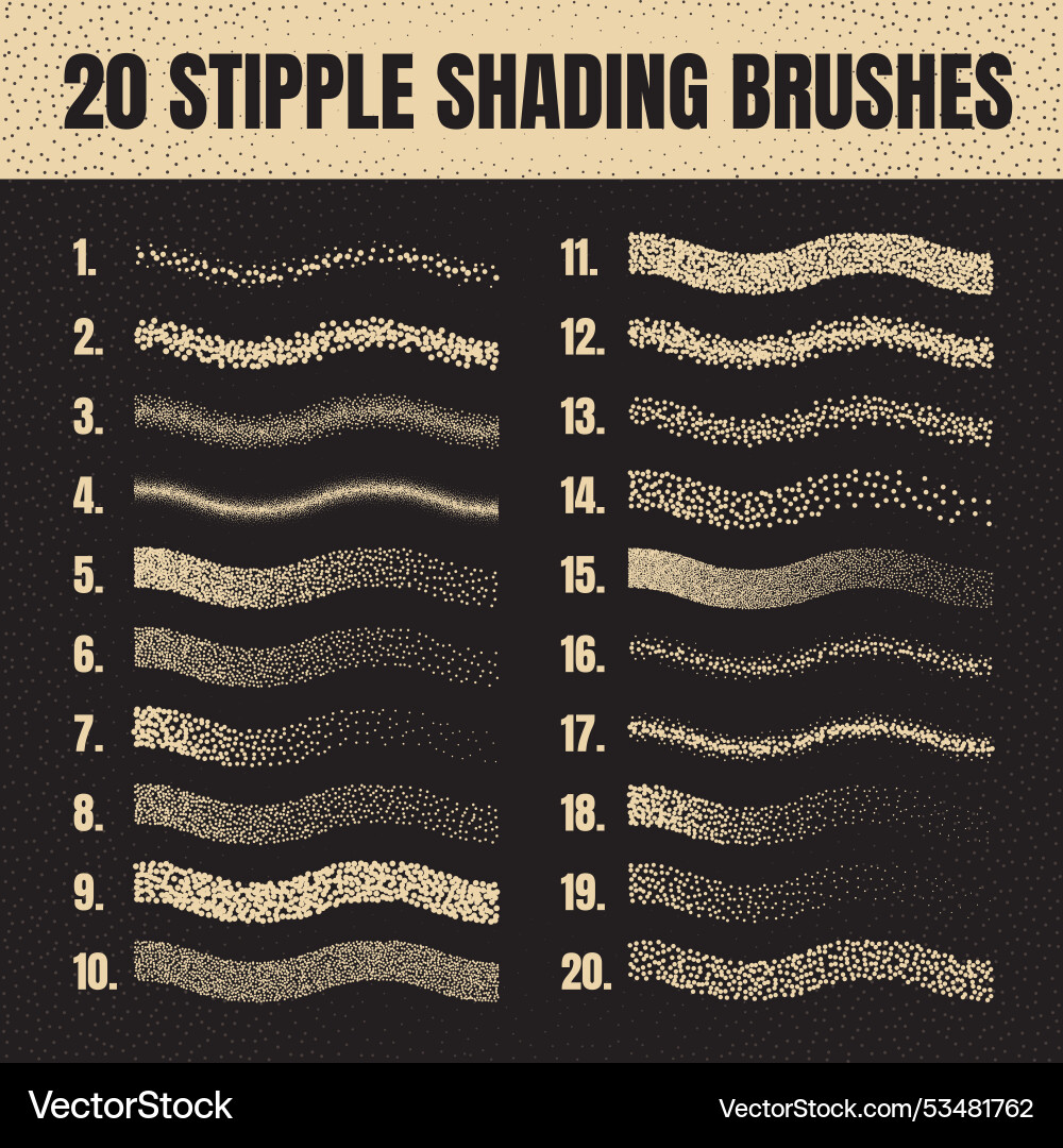Stipple scatter brush ink drawing and texturing Vector Image