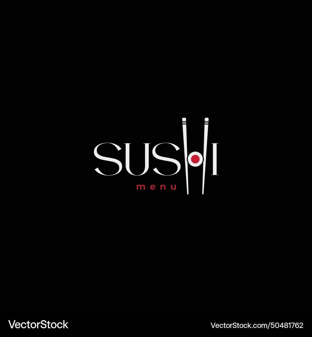 Sushi logo with roll menu on black Royalty Free Vector Image