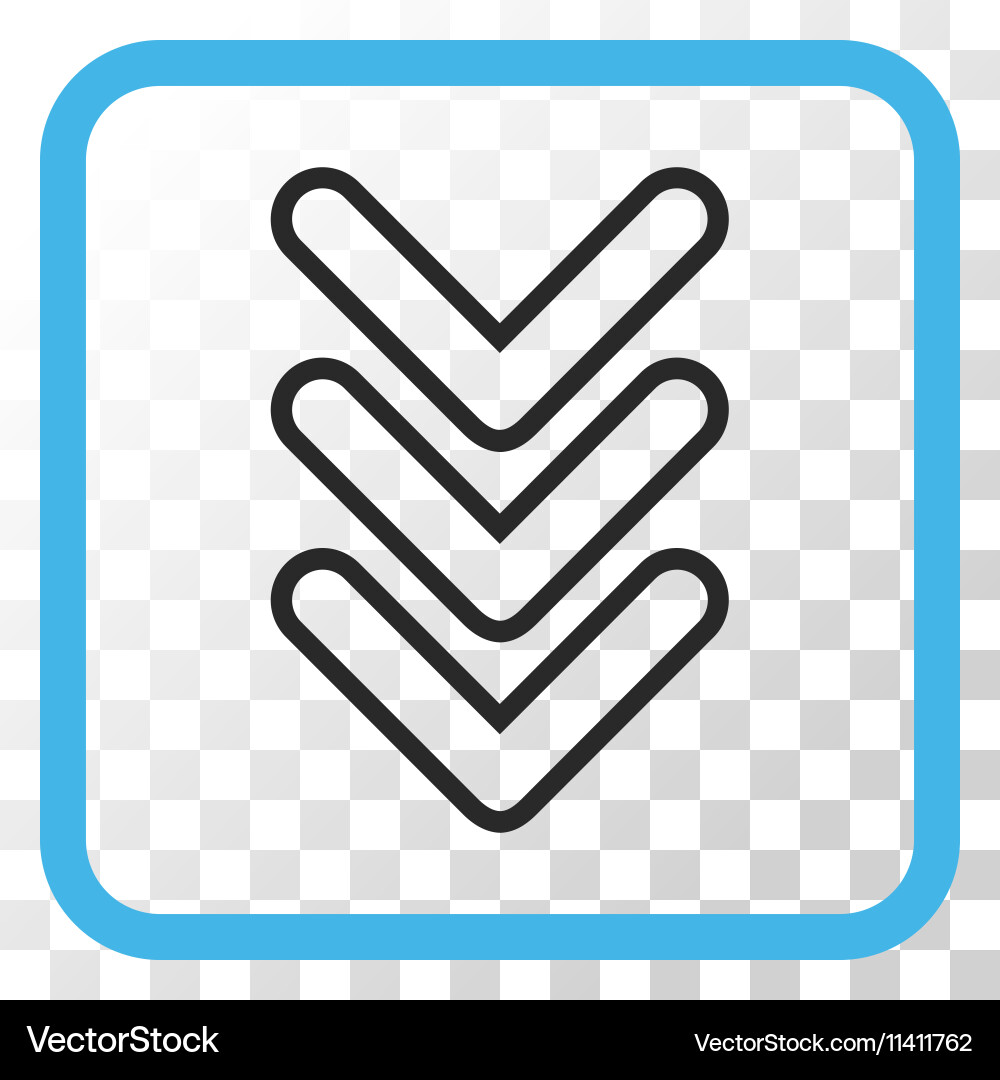 Triple pointer down icon in a frame Royalty Free Vector