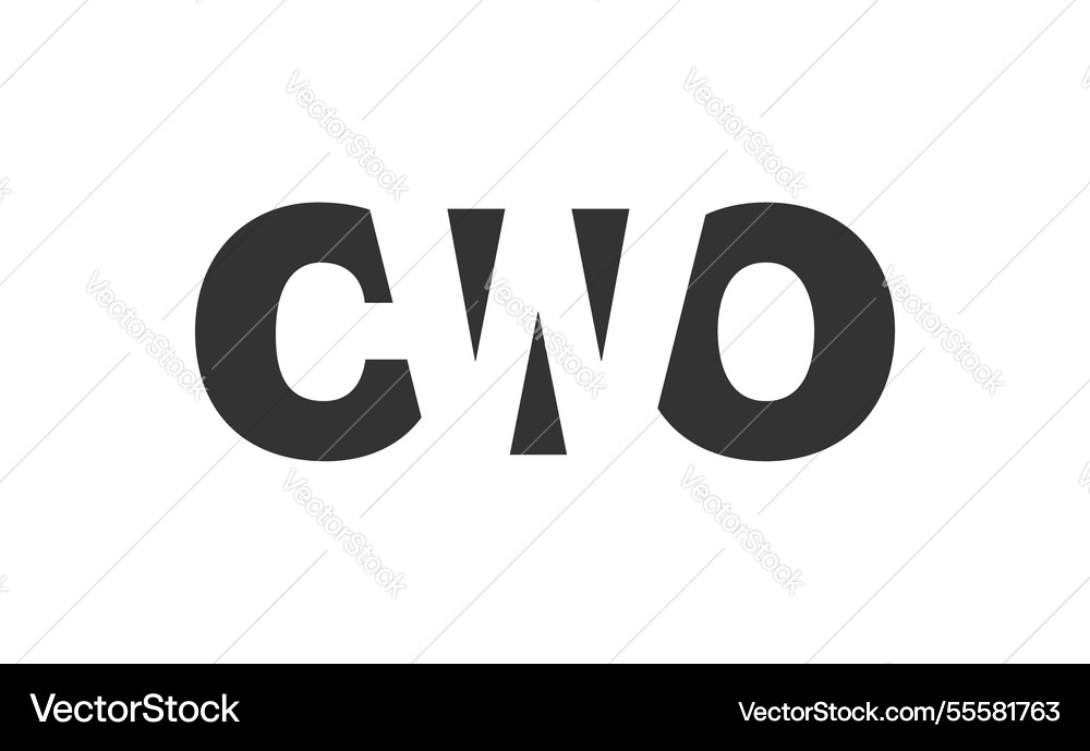 Cwo logo design initial letter c w o bold font Vector Image