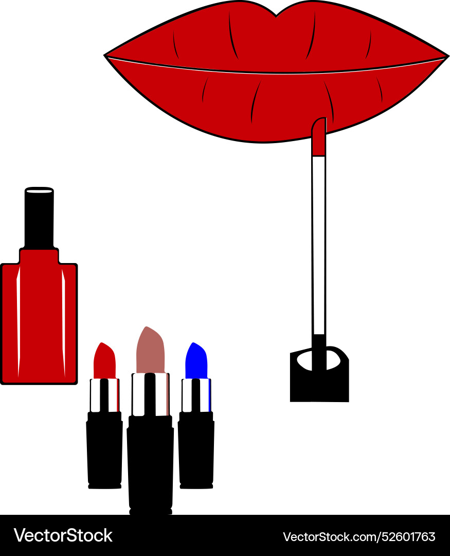 Glamorous lips stylish lip gloss - lipstick art Vector Image