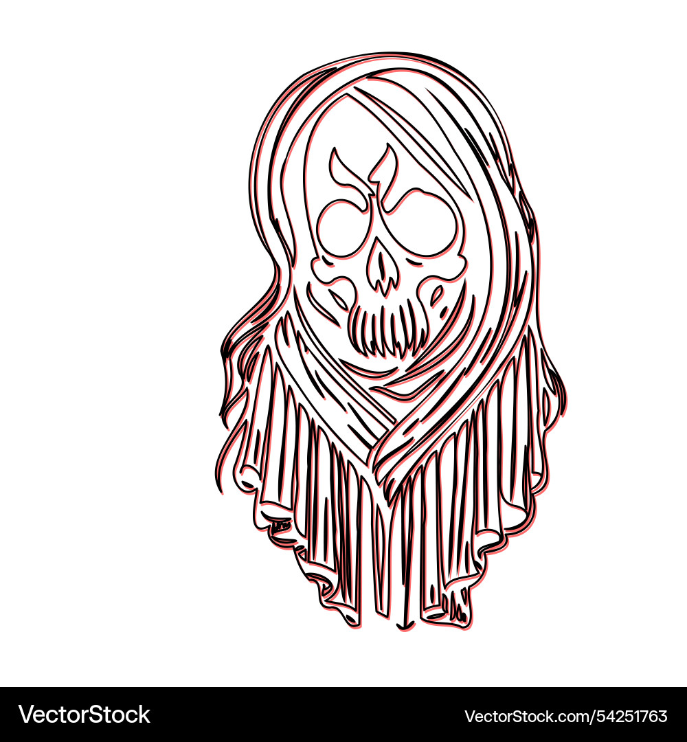 Grim reaper halloween outline sketch red Vector Image